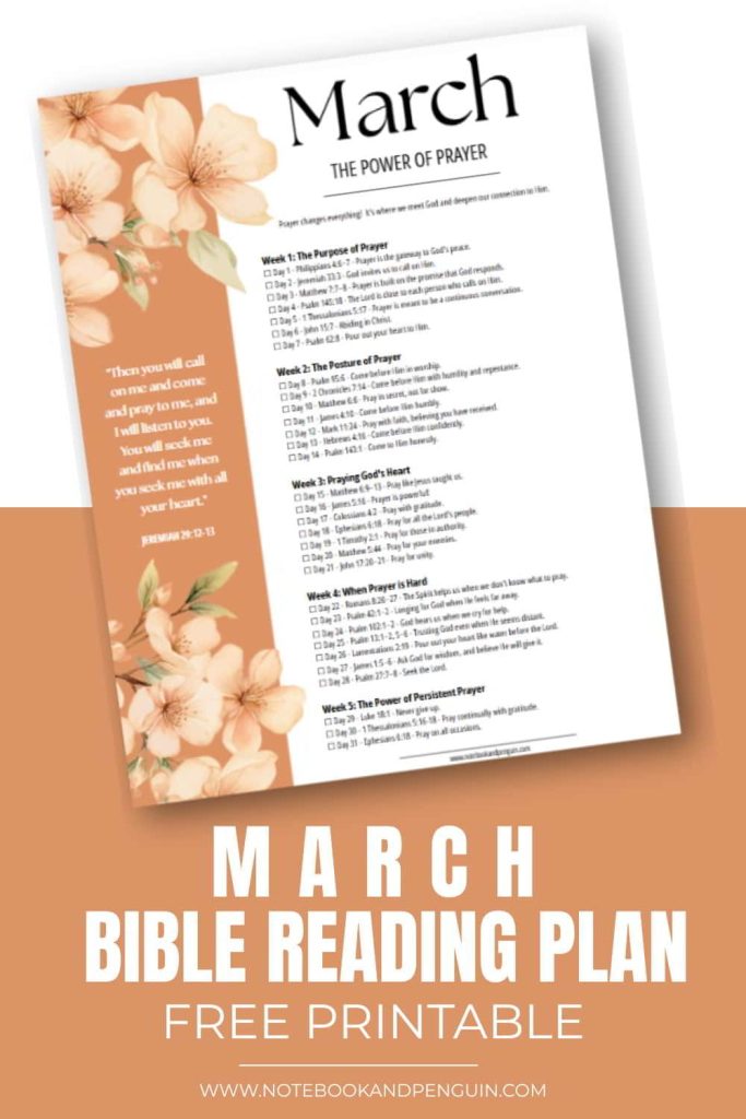 31-Day March Bible Reading Plan 2026 + Free PDF